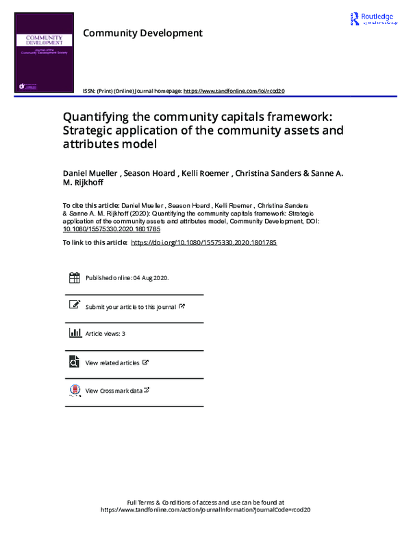 (PDF) Quantifying the community capitals framework: Strategic ...
