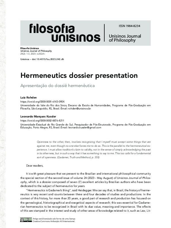(PDF) Hermeneutics dossier - presentation