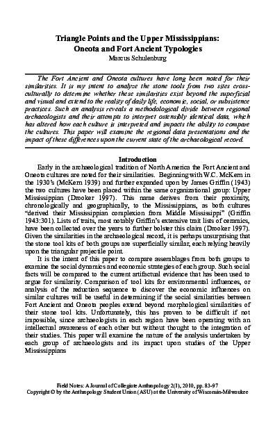 (PDF) Triangle Points and the Upper Mississippians: Oneota and Fort ...