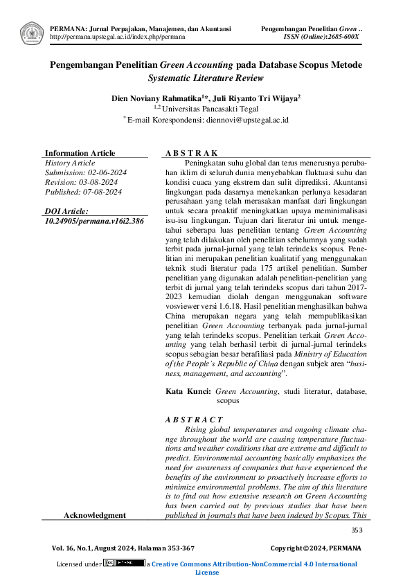 (PDF) Pengembangan Penelitian Green Accounting pada Database Scopus ...