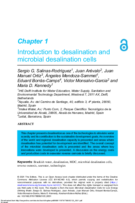 (PDF) Introduction to desalination and microbial desalination cells