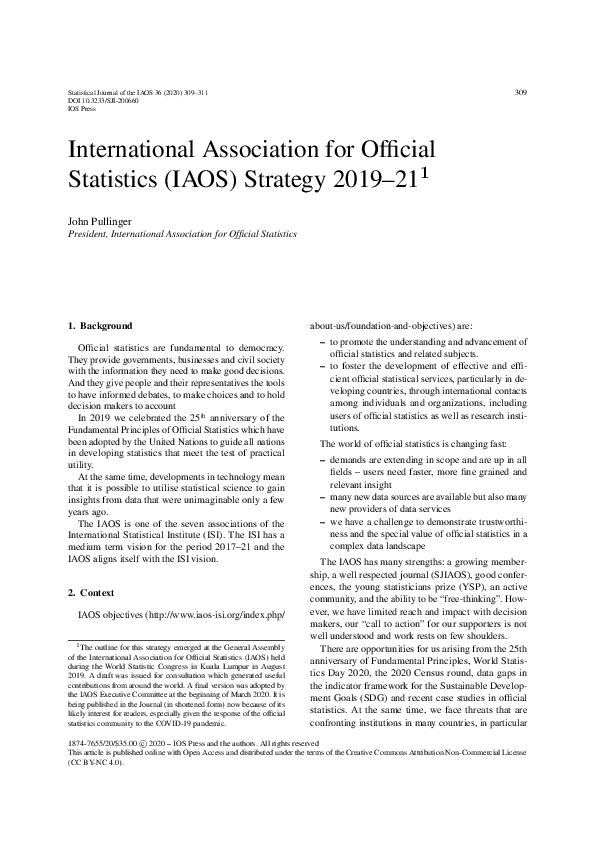 (PDF) International Association for Official Statistics (IAOS) Strategy ...