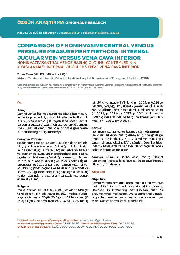 (PDF) Comparison of Noninvasive Central Venous Pressure Measurement ...