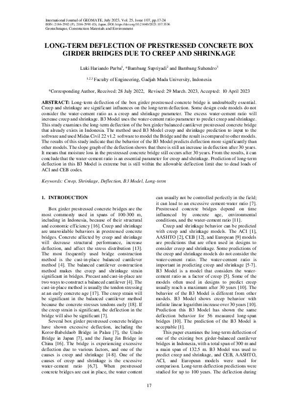 (PDF) Long-Term Deflection of Prestressed Concrete Box Girder Bridges ...