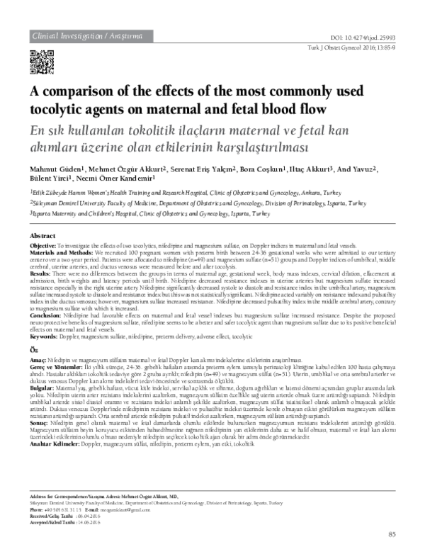 (PDF) A comparison of the effects of the most commonly used tocolytic ...