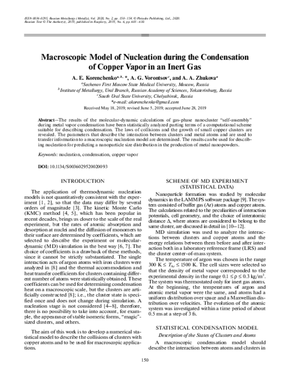 (PDF) Macroscopic Model of Nucleation during the Condensation of Copper ...