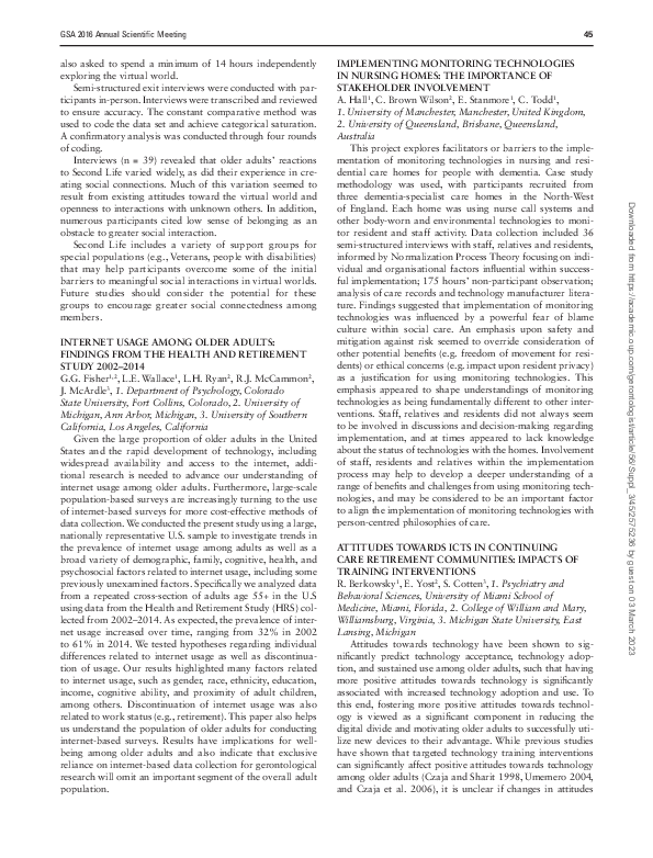 (PDF) Implementing Monitoring Technologies in Nursing Homes: The ...