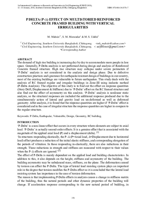 (PDF) P DELTA (P-∆) EFFECT ON MULTISTORIED REINFORCED CONCRETE FRAMED ...