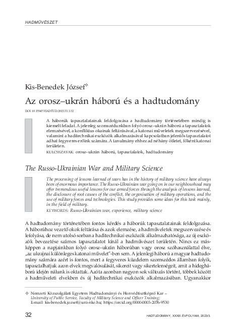 (PDF) Az orosz–ukrán háború és a hadtudomány