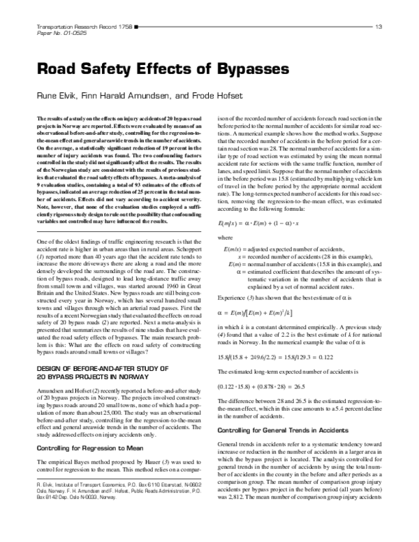 (PDF) Road Safety Effects of Bypasses