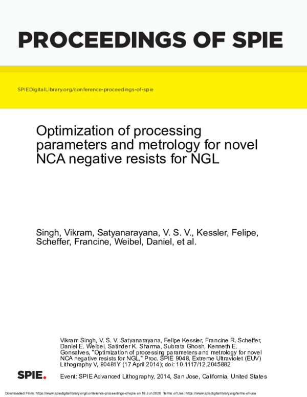 (PDF) Optimization of processing parameters and metrology for novel NCA ...