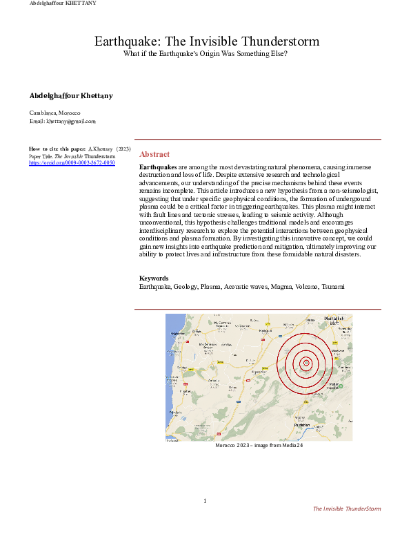 (PDF) Earthquakes: The Invisible Thunderstorm - What if the Earthquak's ...