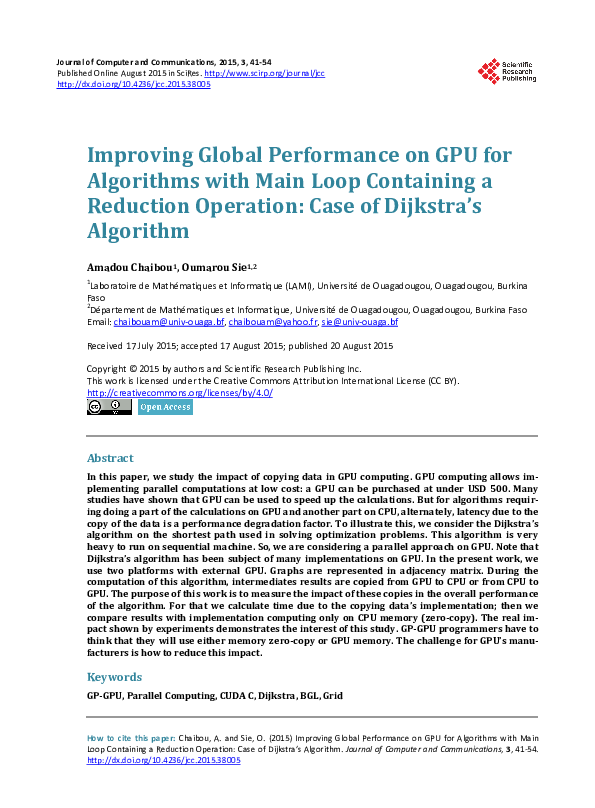Pdf Improving Global Performance On Gpu For Algorithms With Main Loop