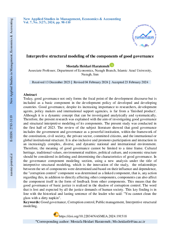 (PDF) Interpretive structural modeling of the components of good governance