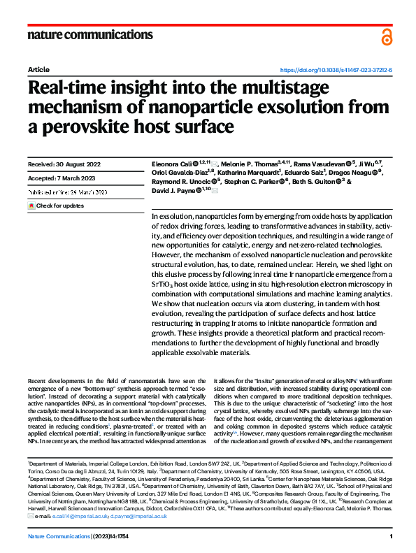 (PDF) Real-time insight into the multistage mechanism of nanoparticle ...
