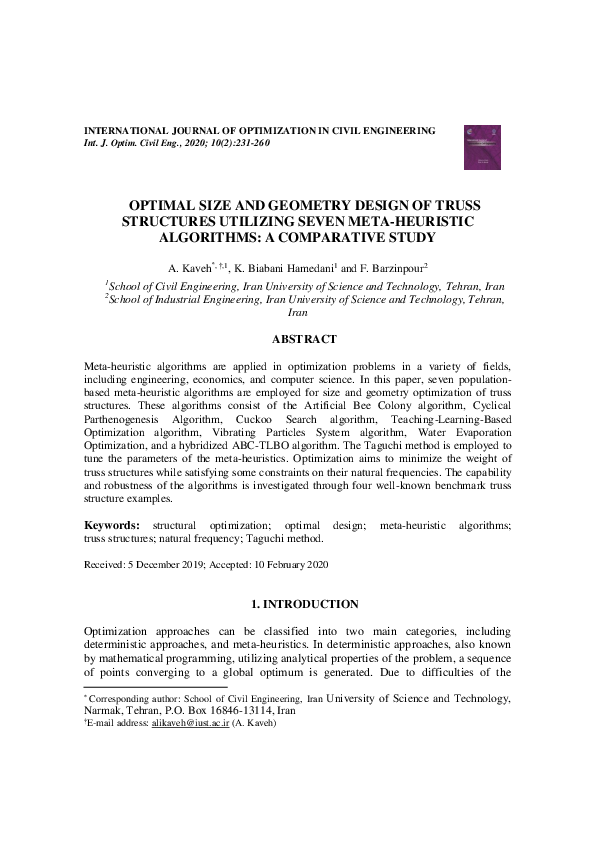 (PDF) Optimal Size and Geometry Design of Truss Structures Utilizing ...