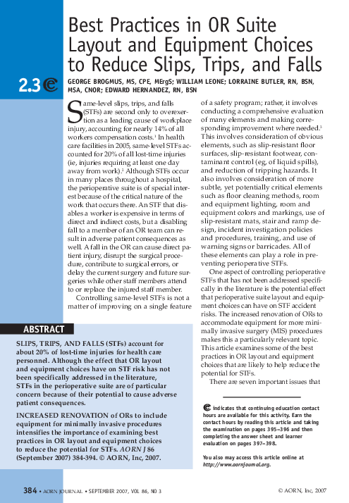 (PDF) Best Practices in OR Suite Layout and Equipment Choices to Reduce ...