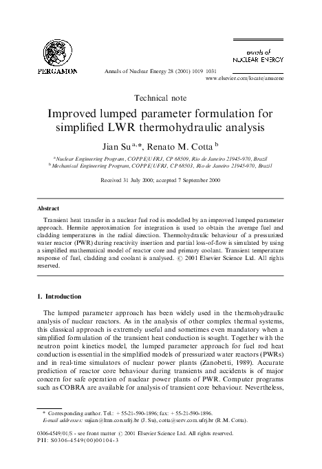 (PDF) Improved lumped parameter formulation for simplified LWR ...
