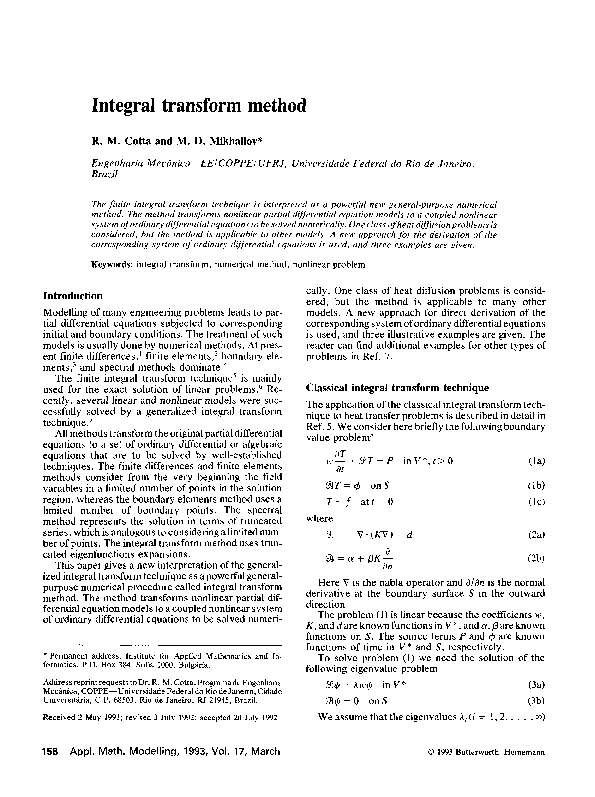 Pdf Integral Transform Method