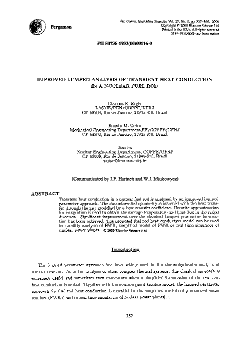 (PDF) Improved lumped analysis of transient heat conduction in a ...