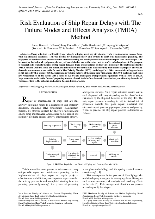 (PDF) Risk Evaluation of Ship Repair Delays with The Failure Modes and Effects Analysis (FMEA ...