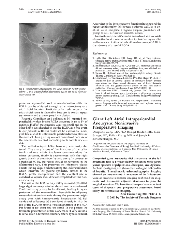 (PDF) Giant left atrial intrapericardial aneurysm: noninvasive ...