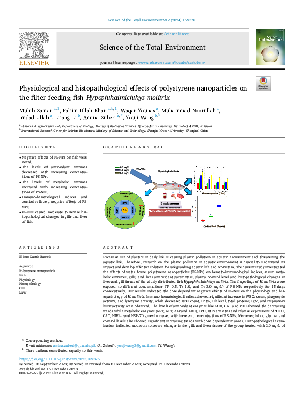 (PDF) Physiological and histopathological effects of polystyrene nanoparticles on the filter ...