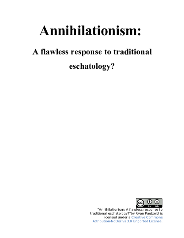 (DOC) Annihilationism: A flawless response to traditional eschatology?