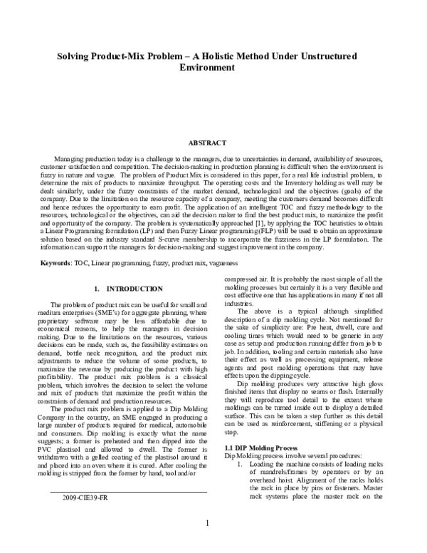 (PDF) Solving Product-Mix Problem -A Holistic Method Under Unstructured ...