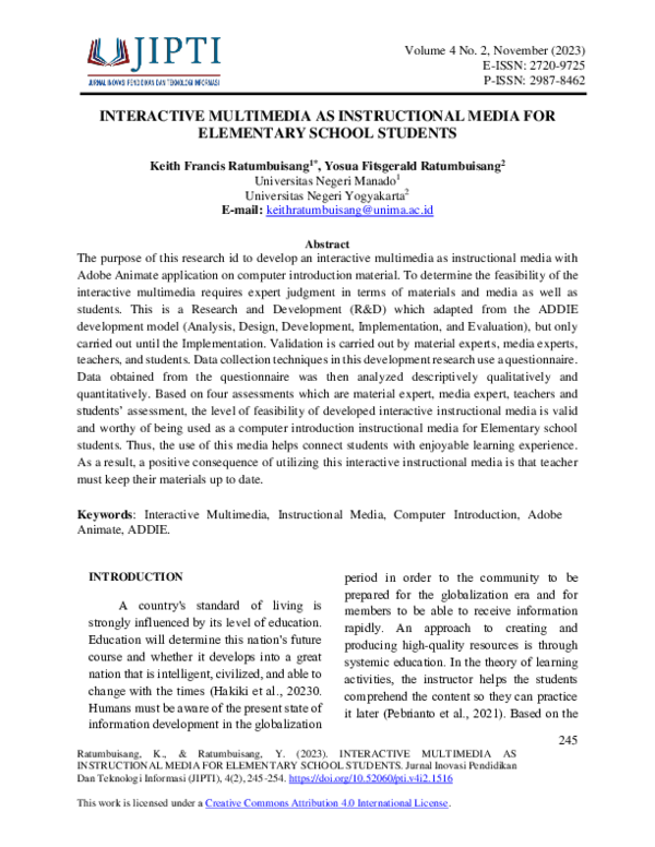 (PDF) Interactive Multimedia as Instructional Media for Elementary ...