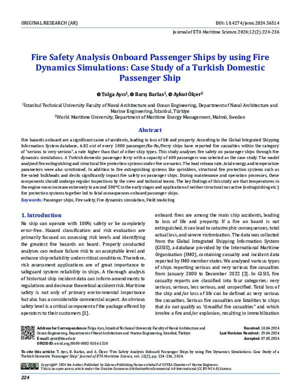 (PDF) Fire Safety Analysis Onboard Passenger Ships by using Fire ...