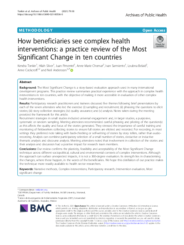 (PDF) How beneficiaries see complex health interventions: a practice ...