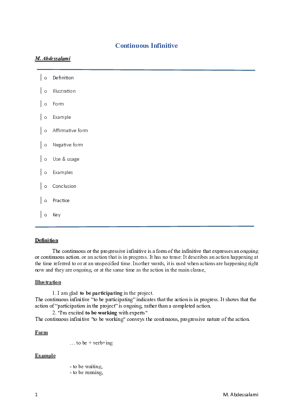 (PDF) Continuous Infinitive
