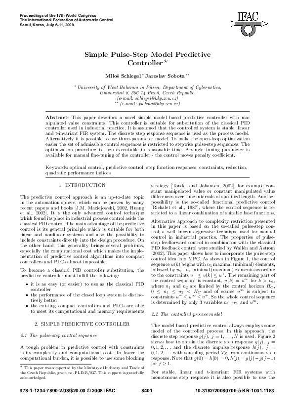 (PDF) Simple Pulse-Step Model Predictive Controller | Miloš Schlegel ...