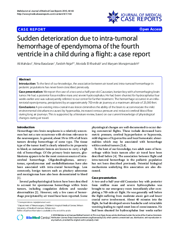 (PDF) Sudden deterioration due to intra-tumoral hemorrhage of ...