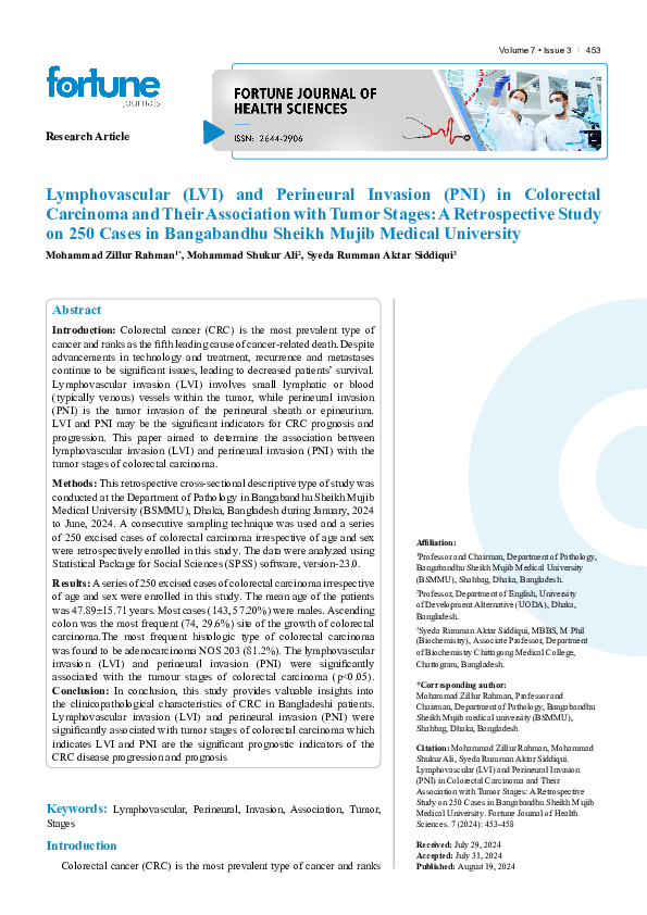 (PDF) Lymphovascular (LVI) and Perineural Invasion (PNI) in Colorectal Carcinoma and Their ...