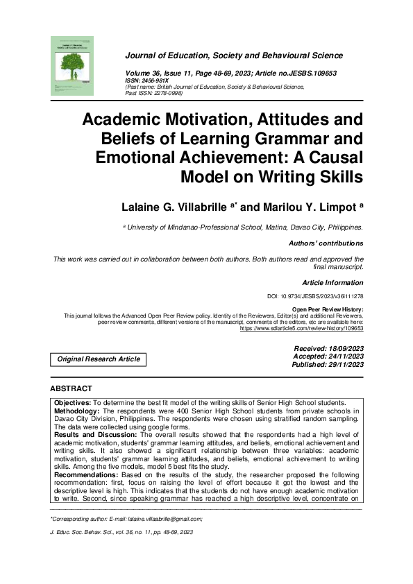 (PDF) Academic Motivation, Attitudes and Beliefs of Learning Grammar and Emotional Achievement ...