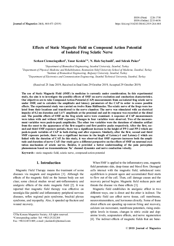 (PDF) Effects of Static Magnetic Field on Compound Action Potential of ...