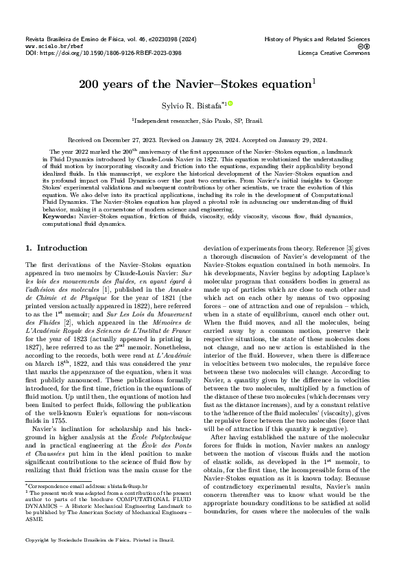 (PDF) 200 years of the Navier–Stokes equation