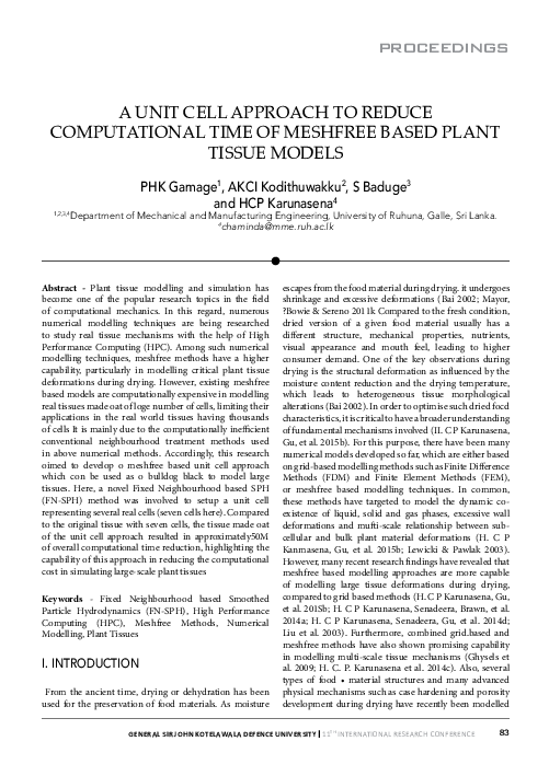 (PDF) A Unit Cell Approach to Reduce Computational Time of Meshfree Based Plant Tissue Models