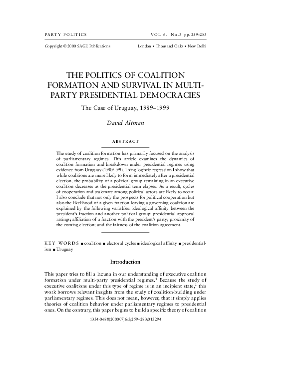 (PDF) [2000] Politics of Coalition Formation and Survival in Multiparty ...