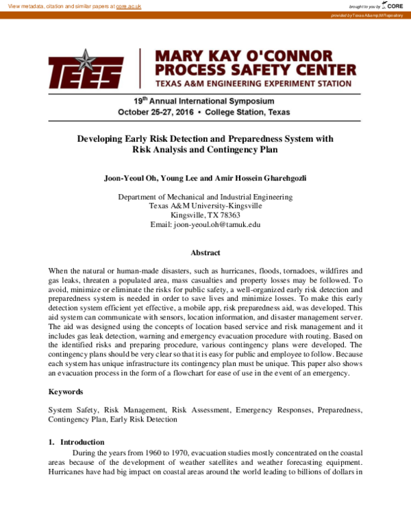 (PDF) Developing Early Risk Detection and Preparedness System with Risk ...