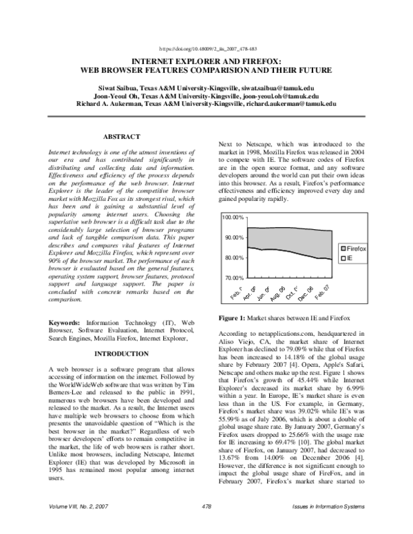 (PDF) Internet Explorer and Firefox: Web Browser Features Comparison ...