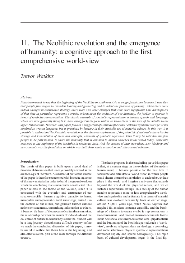 (PDF) The Neolithic revolution and the emergence of humanity: a ...