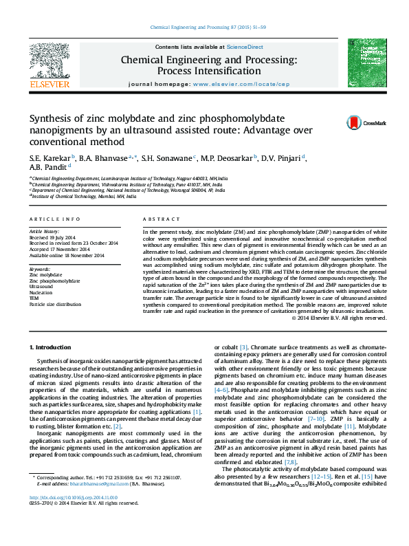 (PDF) Synthesis of zinc molybdate and zinc phosphomolybdate ...