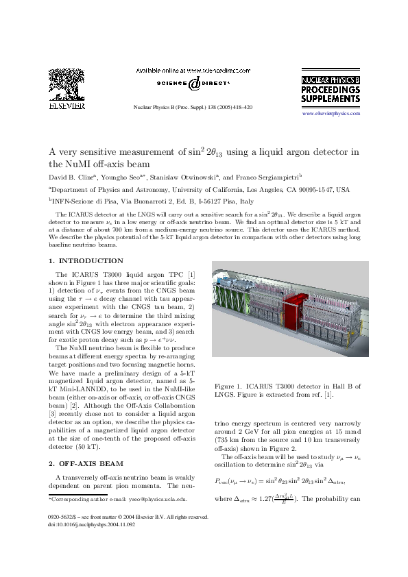 (PDF) A very sensitive measurement of using a liquid argon detector in ...
