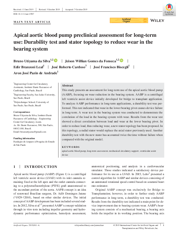 (PDF) Apical aortic blood pump preclinical assessment for long‐term use ...