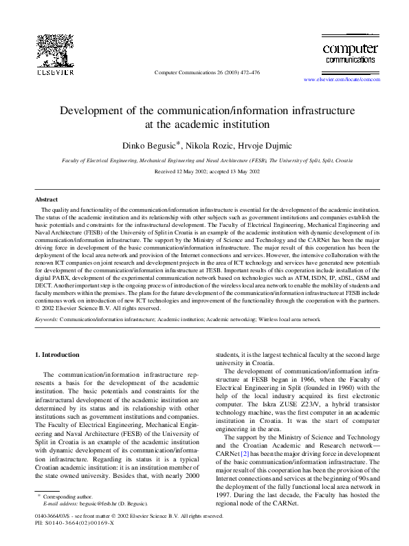 (PDF) Development of the communication/information infrastructure at ...