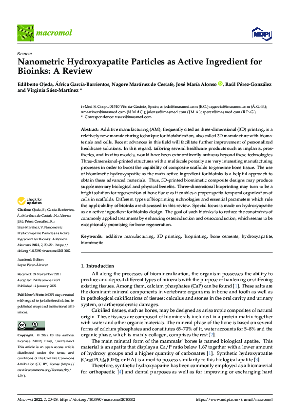 (PDF) Nanometric Hydroxyapatite Particles as Active Ingredient for ...