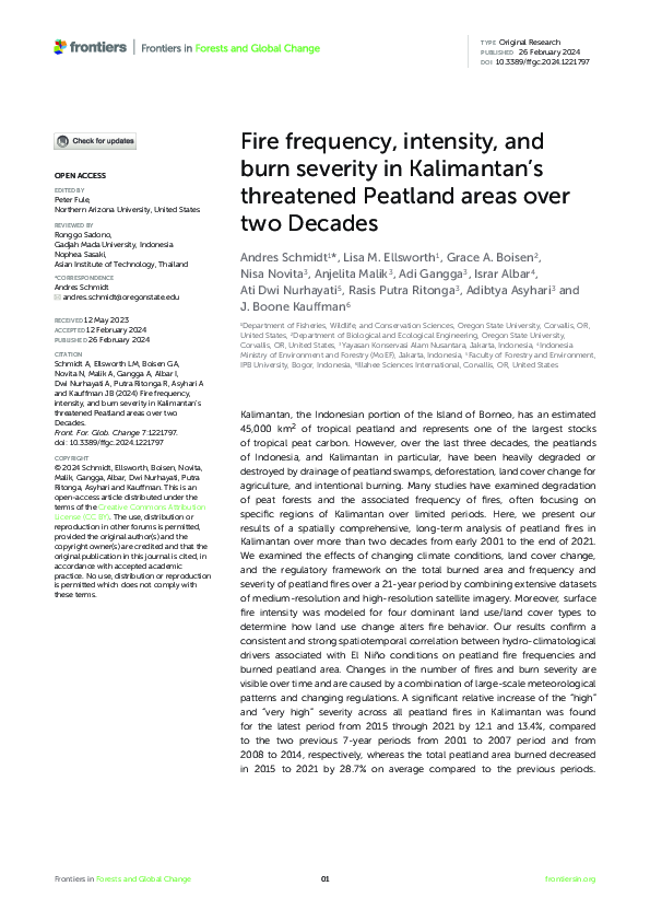 (PDF) Fire frequency, intensity, and burn severity in Kalimantan’s ...